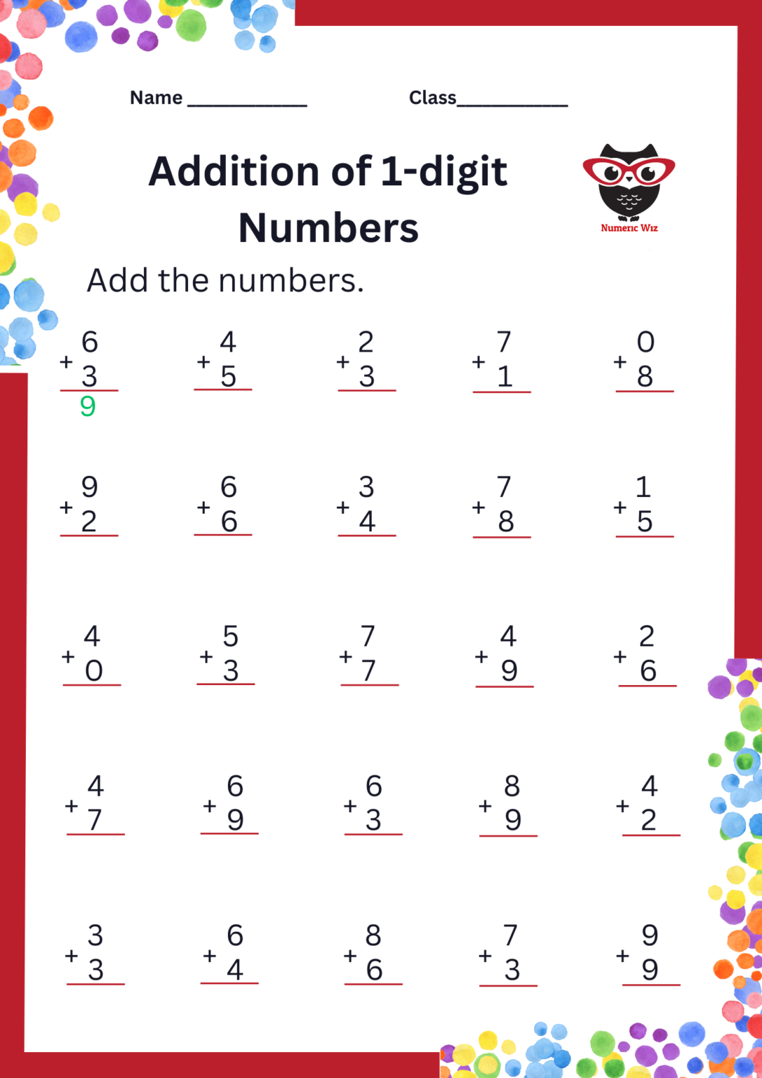 Addition using One and Two Numbers. - Numericwiz