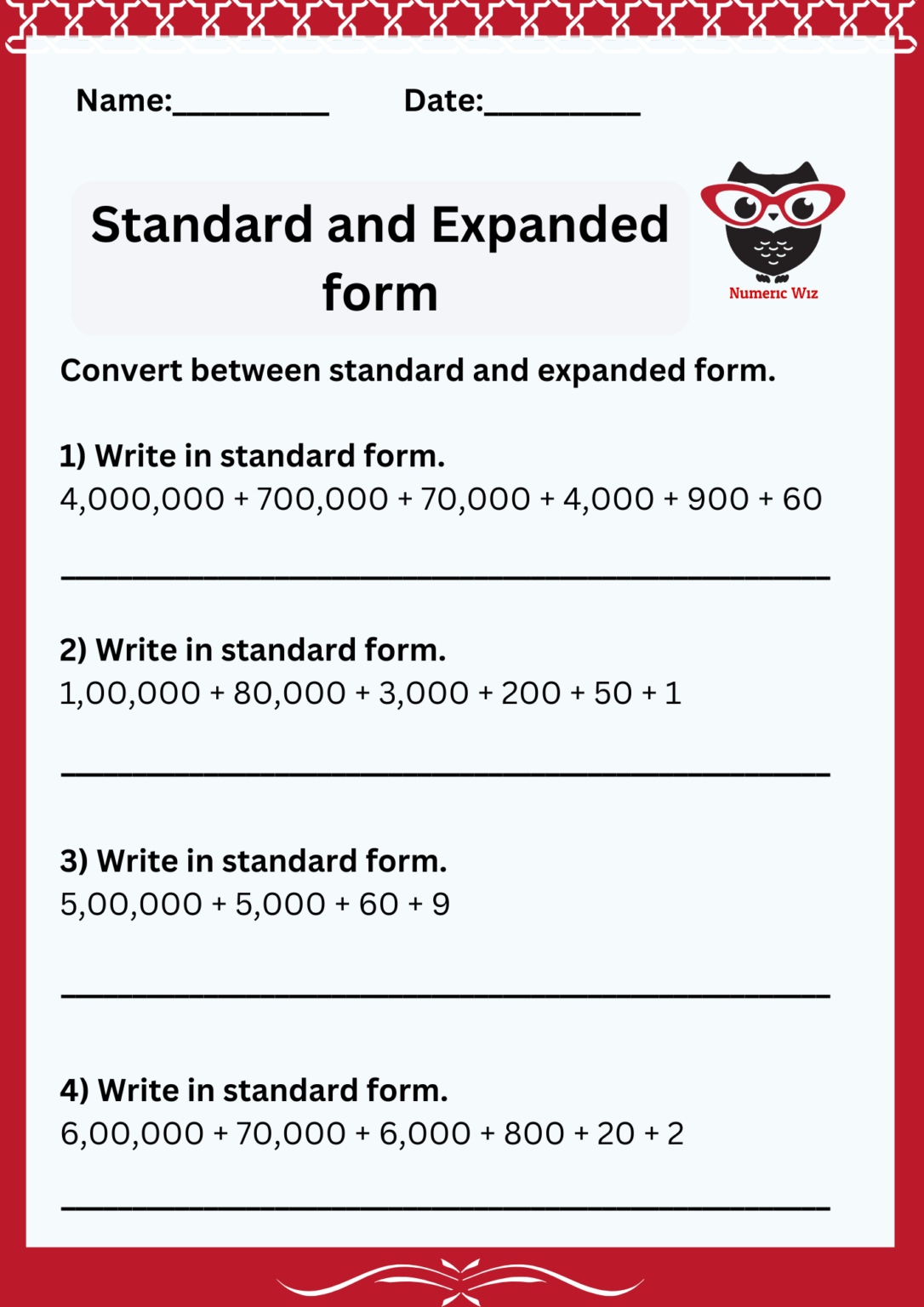 Standard and Expanded form of numbers - Numericwiz