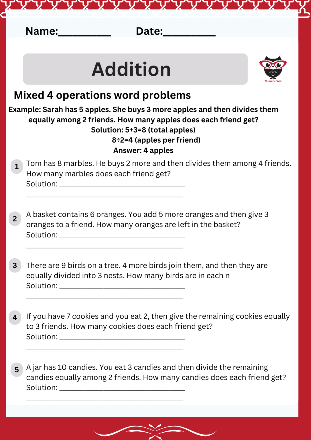 solve addition problems with basic oprations. - Numericwiz