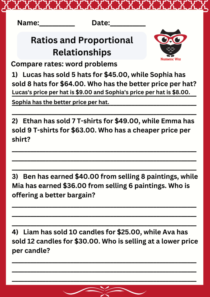 Compare rates: word problems - Numericwiz