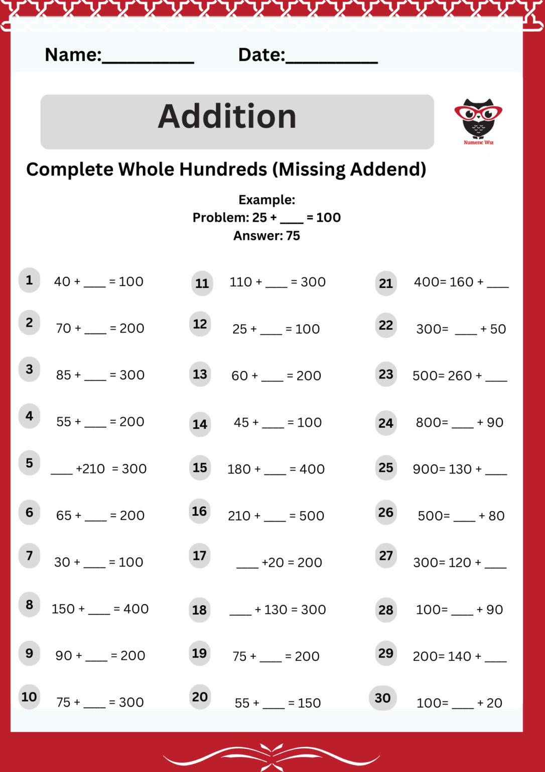 Add whole numbers in horizozntal method. - Numericwiz