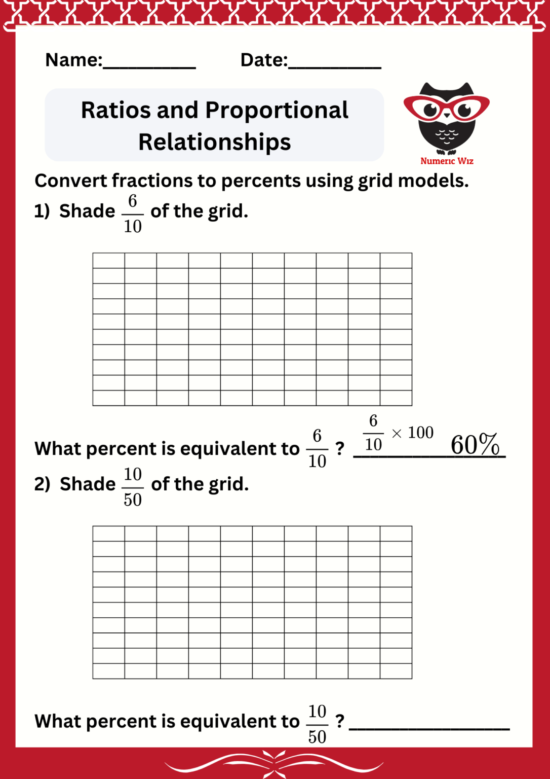 Convert fraction to percent using grid models - Numericwiz
