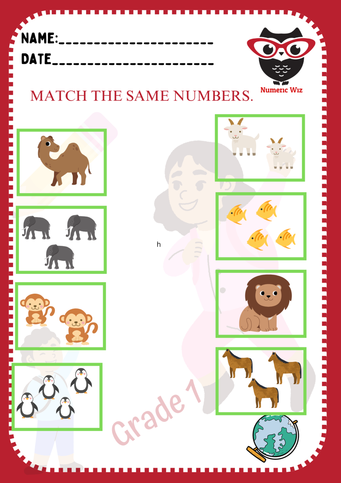 Match the Same Numbers Worksheet for Grade 1 - Numericwiz