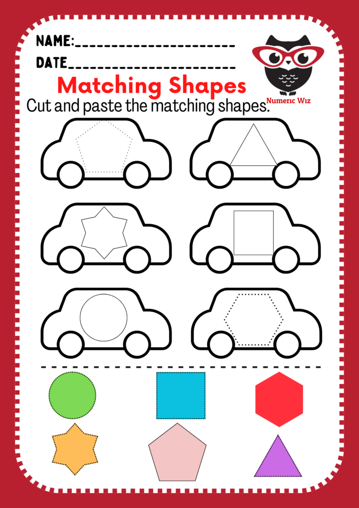 Matching shapes worksheets for grade 1 - Numericwiz