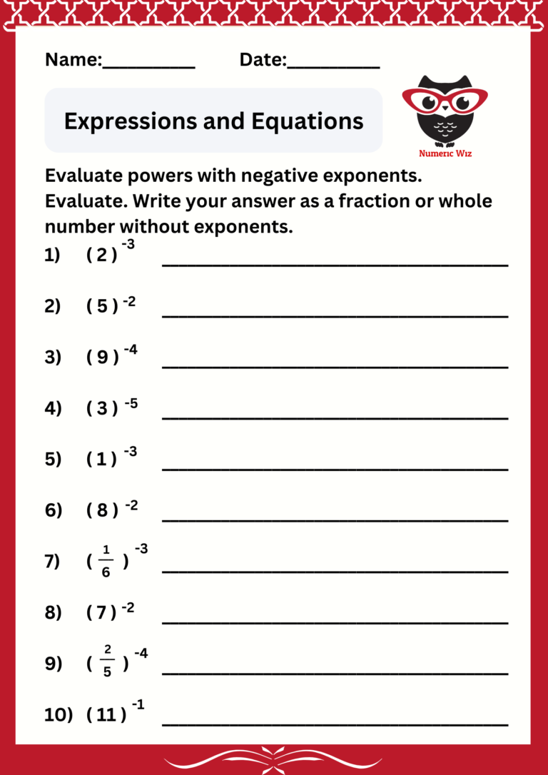 Evaluate powers with negative exponents. - Numericwiz