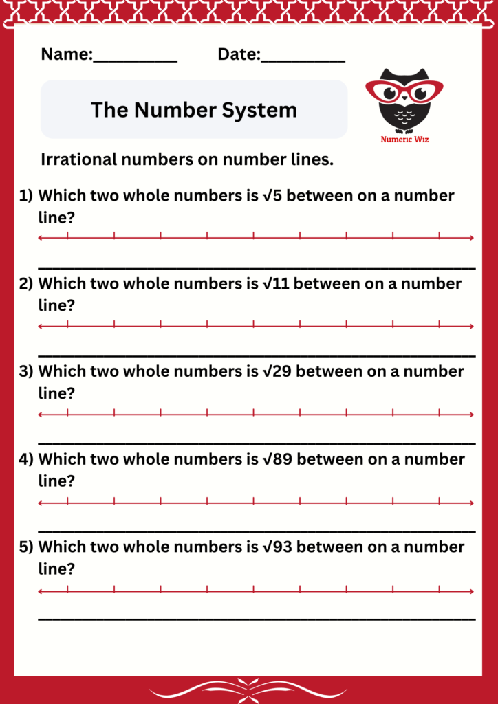Irrational numbers on number lines. - Numericwiz