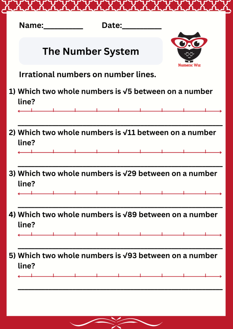 Irrational numbers on number lines. - Numericwiz
