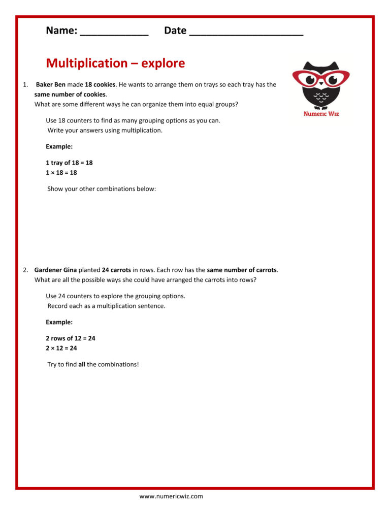 Multiplication – Explore Equal Groups Through Real Word Problems ...